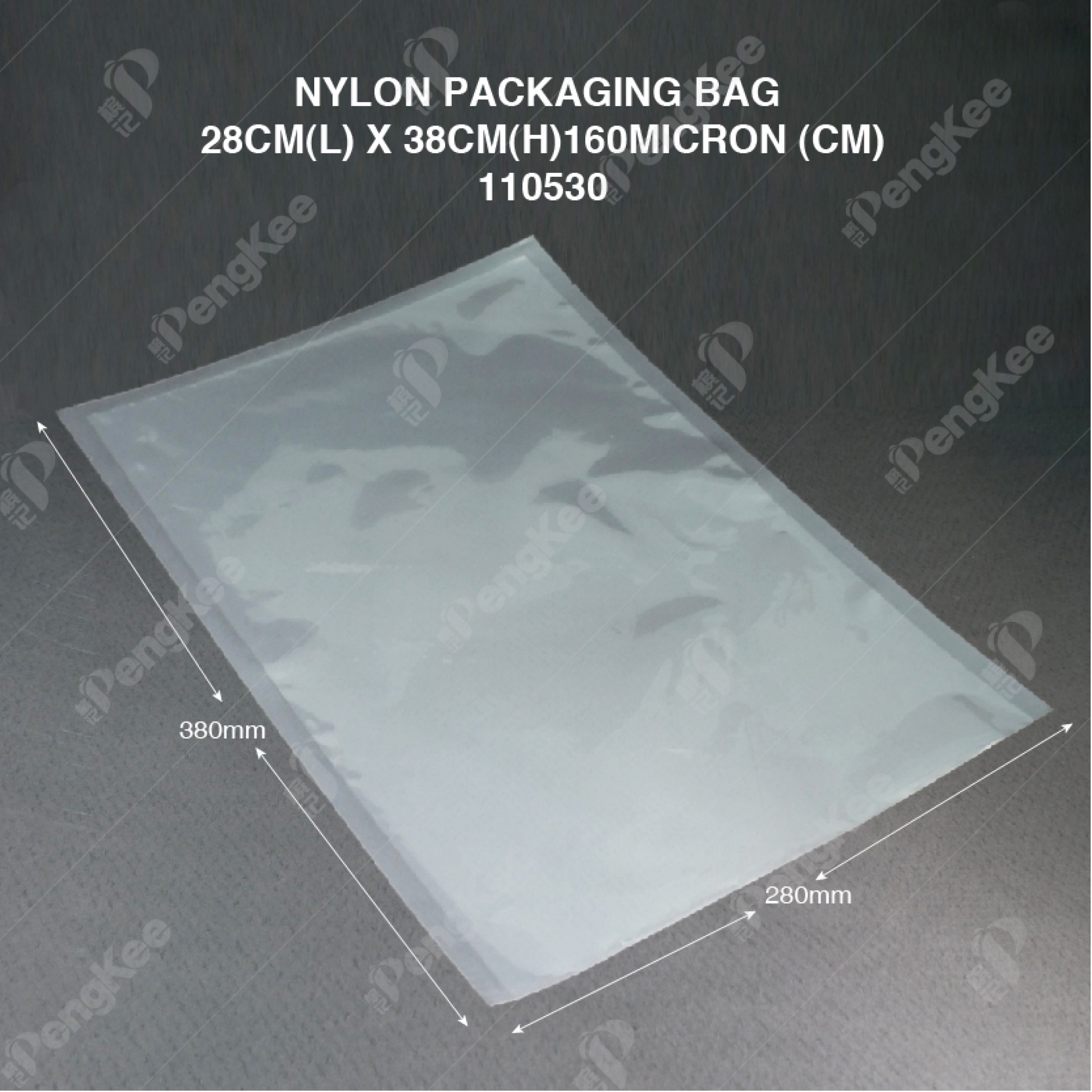 Nylon packaging bag 28cm(l) x 38cm(h)160micron (cm) (100's/pkt ...
